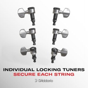 D'Addario Accessories Auto-Trim Tuning Machines - Locking Tuners for Guitars - 6 In Line Setup, Chrome