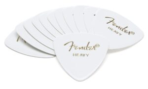 fender classic celluloid guitar picks 346 shape, white, heavy, 12-pack