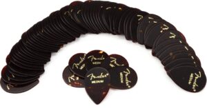 fender classic celluloid guitar picks 358 shape, tortoise shell, medium, 72-pack