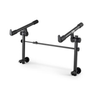 on-stage ksa7500 universal second tier for x-style keyboard stand (for stacking keyboards, electric pianos, synths, and organs, 60 lb capacity, adjustable, nonslip arms and feet, metal, black)