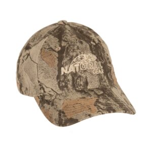 Natural Mesh Back Logo Cap, 6-Panel Baseball Hat, Cotton Cap, Hunting Cap- Natural Gear (Natural Camo)