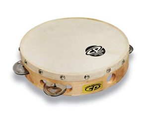 cp378 8" wood tambourine, headed, single row jingles