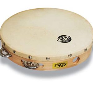 CP379 10" Wood Tambourine, Headed, Single Row Jingles