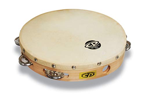 CP379 10" Wood Tambourine, Headed, Single Row Jingles