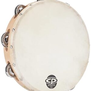 CP379 10" Wood Tambourine, Headed, Single Row Jingles