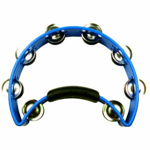 rhythmtech rt1040 tambourine, nickel jingles, blue