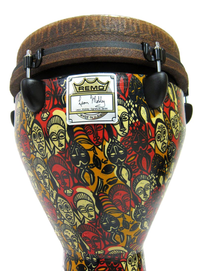 REMO Djembe, MONDO(TM), Key-Tuned, 12" x 24", SKYNDEEP® FIBERSKYN®, Contour Tuning Brackets, Multi-Mask Finish