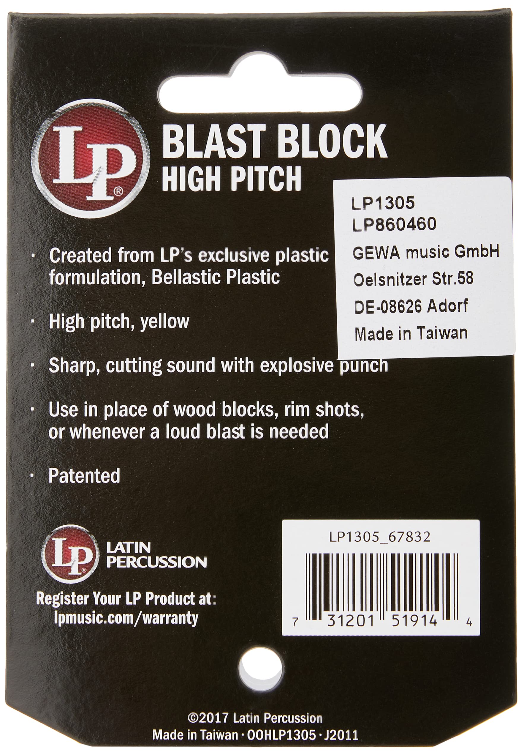 Latin Percussion LP1305 Blast Block High Pitch Yl-