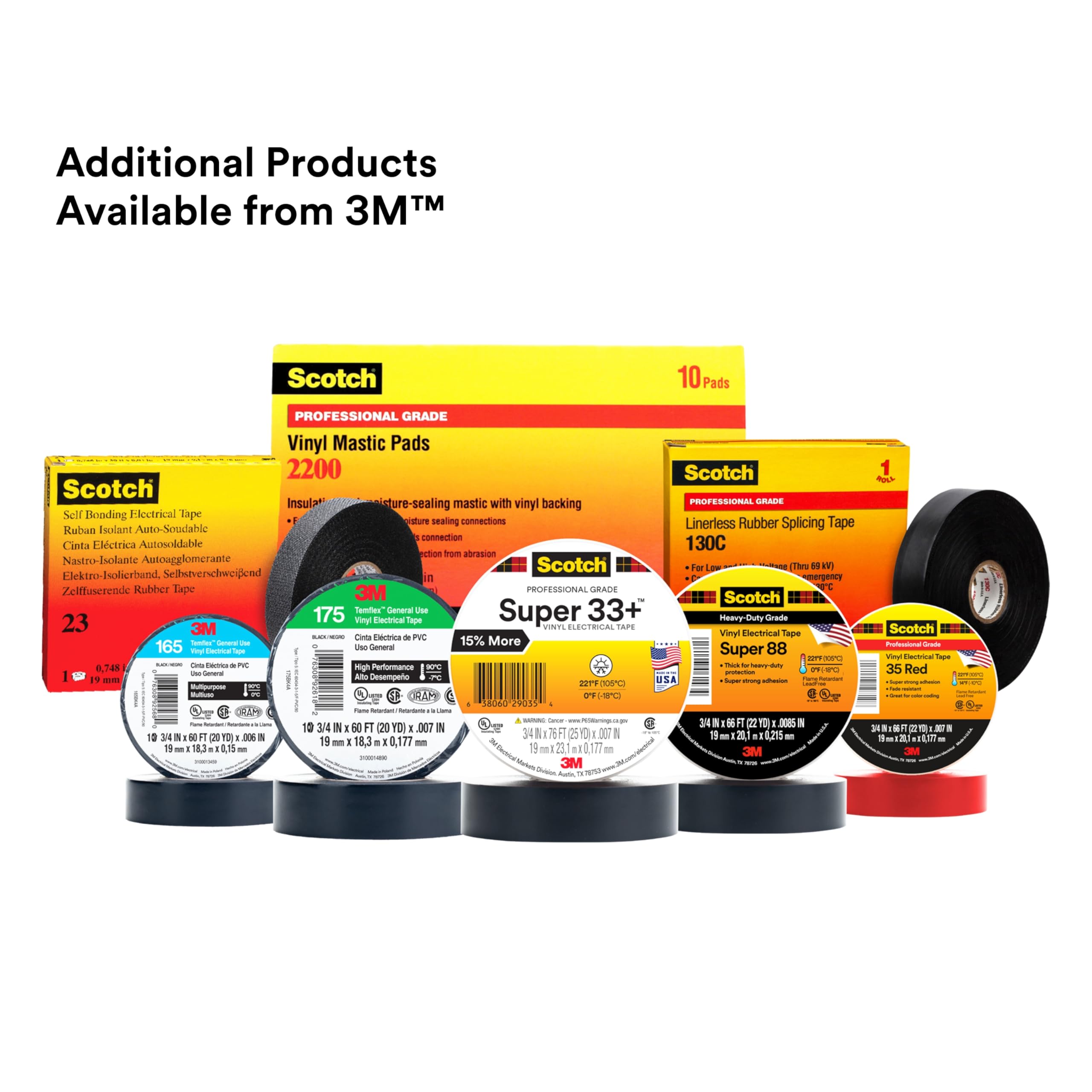 3M Scotch Vinyl Electrical Tape Super 88, 3/4 in x 44 ft, Black, 1 roll, Premium Grade, Rubber Resin Adhesive, PVC Backing, All-Season Heavy Duty Electric Tape