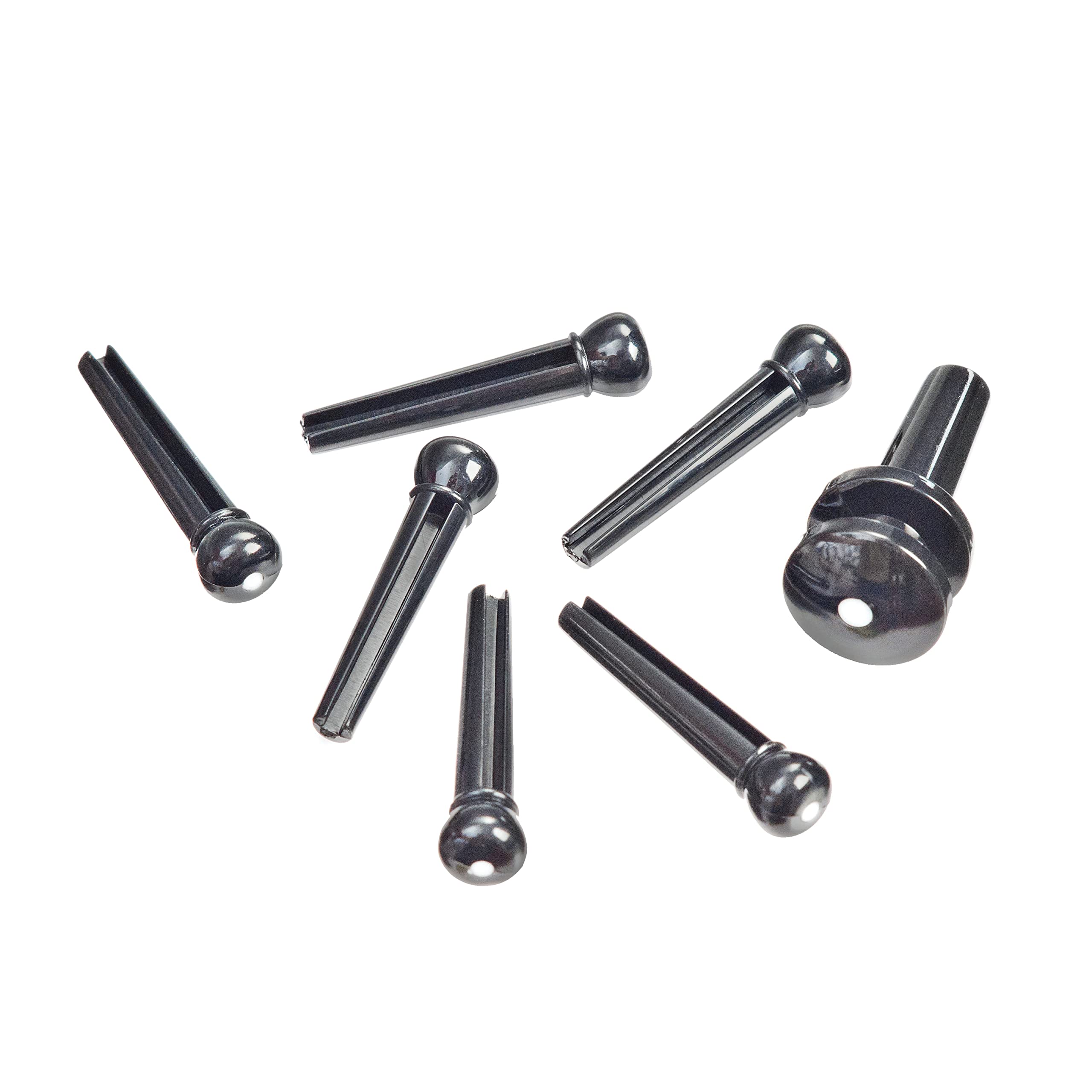 D'Addario Accessories Injected Molded Bridge Pins with End Pin Set, Ebony with Ivory Dot