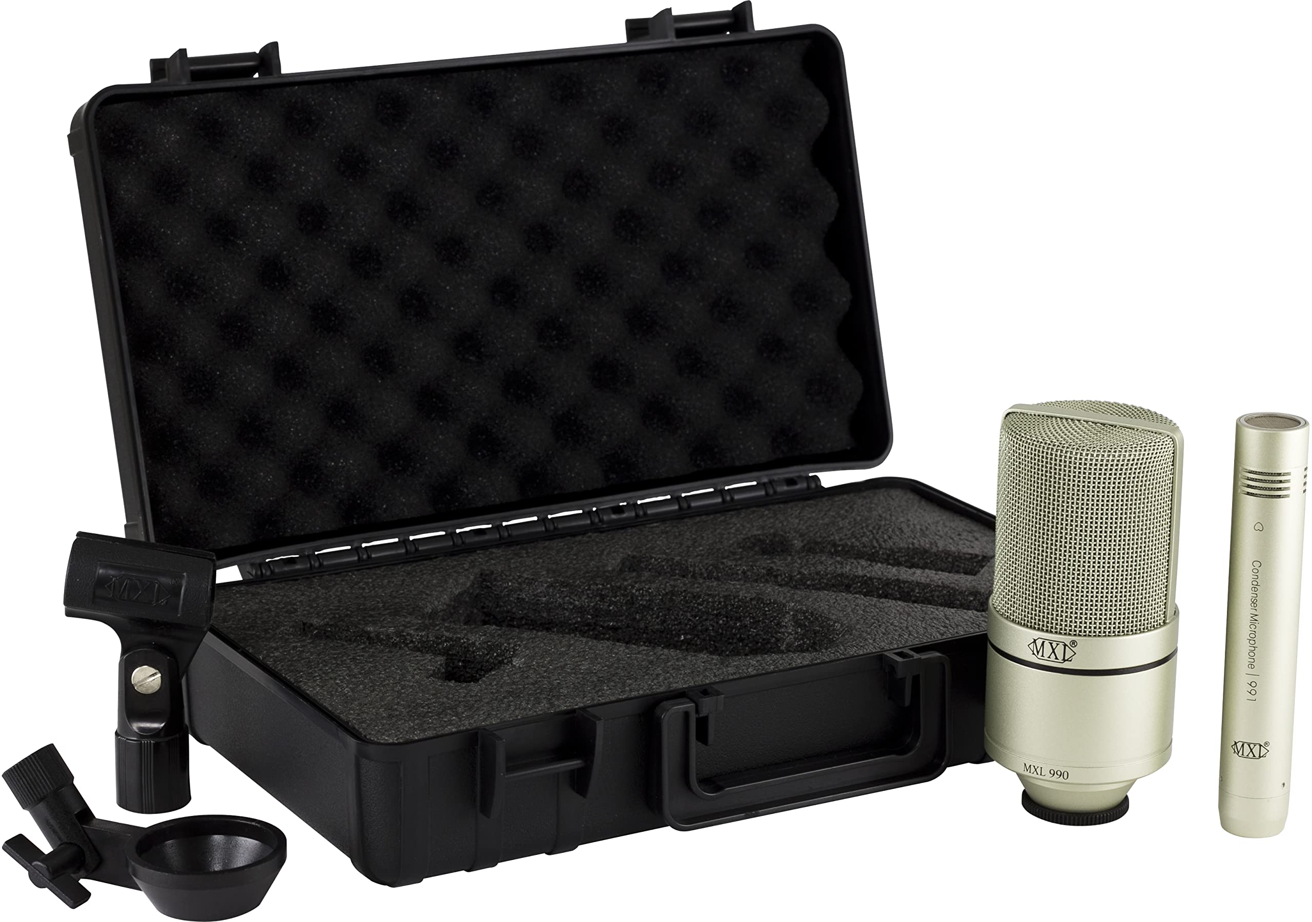 MXL 990/991 Large and Small Diaphragm Condenser Microphone Bundle Project/Home Studio Recording | XLR | Cardiod (Champagne)