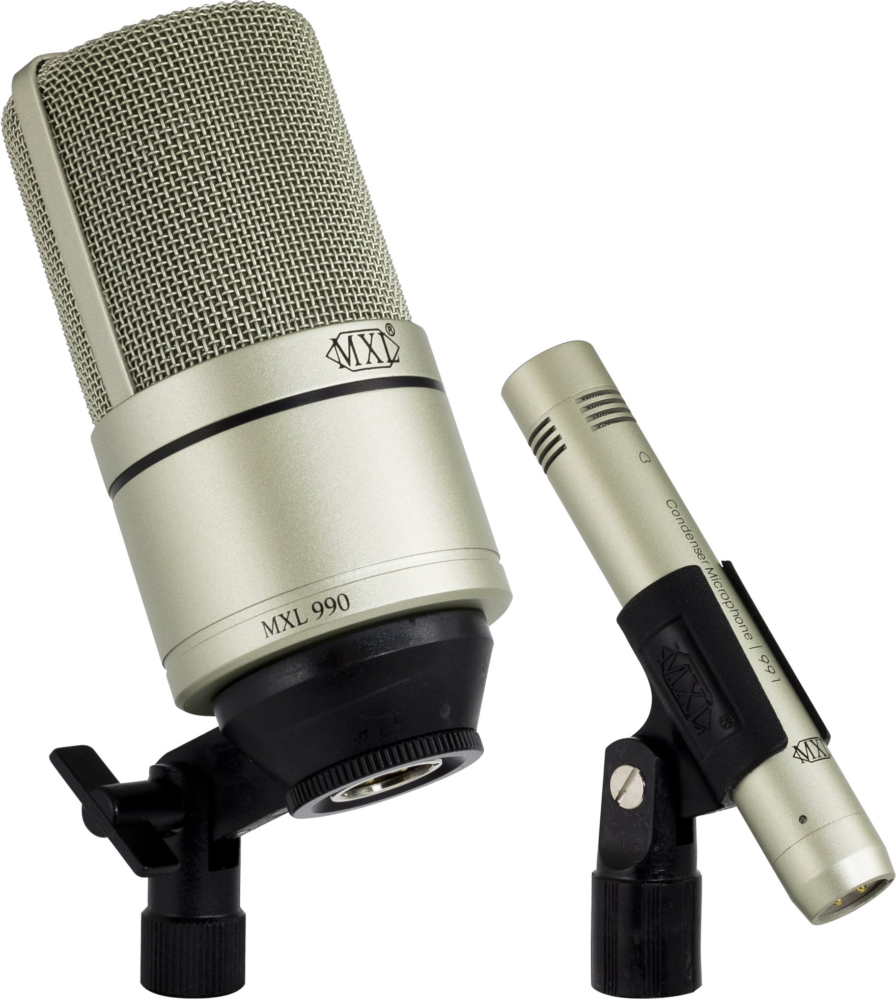 MXL 990/991 Large and Small Diaphragm Condenser Microphone Bundle Project/Home Studio Recording | XLR | Cardiod (Champagne)