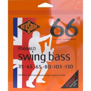 rotosound rs666ld swing bass 66 stainless steel 6 string bass guitar strings (35 45 65 80 105 130)