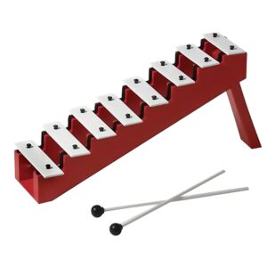 basic beat bb108b - 8-note diatonic step bells set for kids, c1-c2 range, non-removable pins, visual note relationship, includes two mallets