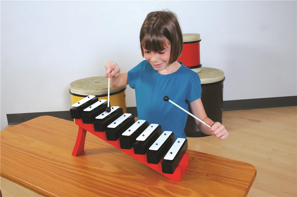 Basic Beat BB108C - 8-Note Resonator Bell Set with Step Ladder: Learn Note Relationships, Safe & Lightweight Design for Kids, Detachable for Solo Play