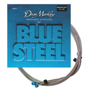 dean markley electric bass guitar strings 2674 blue steel electric long scale 45-105 medium light gauge, cryogenically processed for longer life