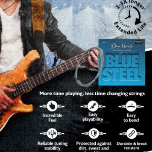 Dean Markley Electric Bass Guitar Strings 2674 Blue Steel Electric Long Scale 45-105 Medium Light Gauge, Cryogenically Processed for Longer Life