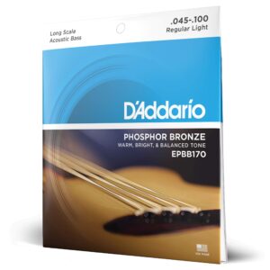 d'addario acoustic bass guitar strings - acoustic bass strings - phosphor bronze - epbb170 - acoustic bass guitar 4 string set - ‎45-100 gauge - 1 pack