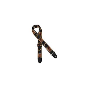 fender monogrammed guitar strap, 2in, black/yellow/brown