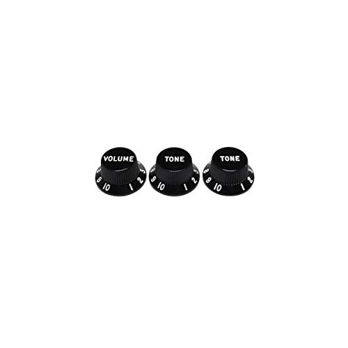 Fender Strat Knobs, One Volume, Two Tone, Black