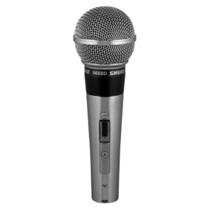 shure 565sd-lc classic dynamic vocal microphone with cardioid pick-up pattern, silent magnetic on/off switch (lockable), wind and "pop" filter for vocals, wire-mesh front grille - no cable included