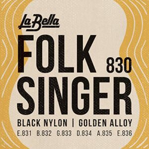 la bella 830 folksinger black nylon golden alloy classical guitar string