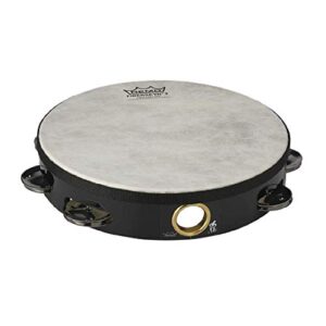 remo fiberskyn tambourine - quadura black, 8"