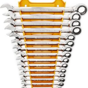 GEARWRENCH 16 Pc. Ratcheting Combination Wrench Set with Tray, Metric - 9416 , Silver