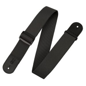 Levy's Leathers 2" Polypropylene Guitar Strap with Genuine Leather Ends and Tri-glide Adjustment; Black (M8POLY-BLK)