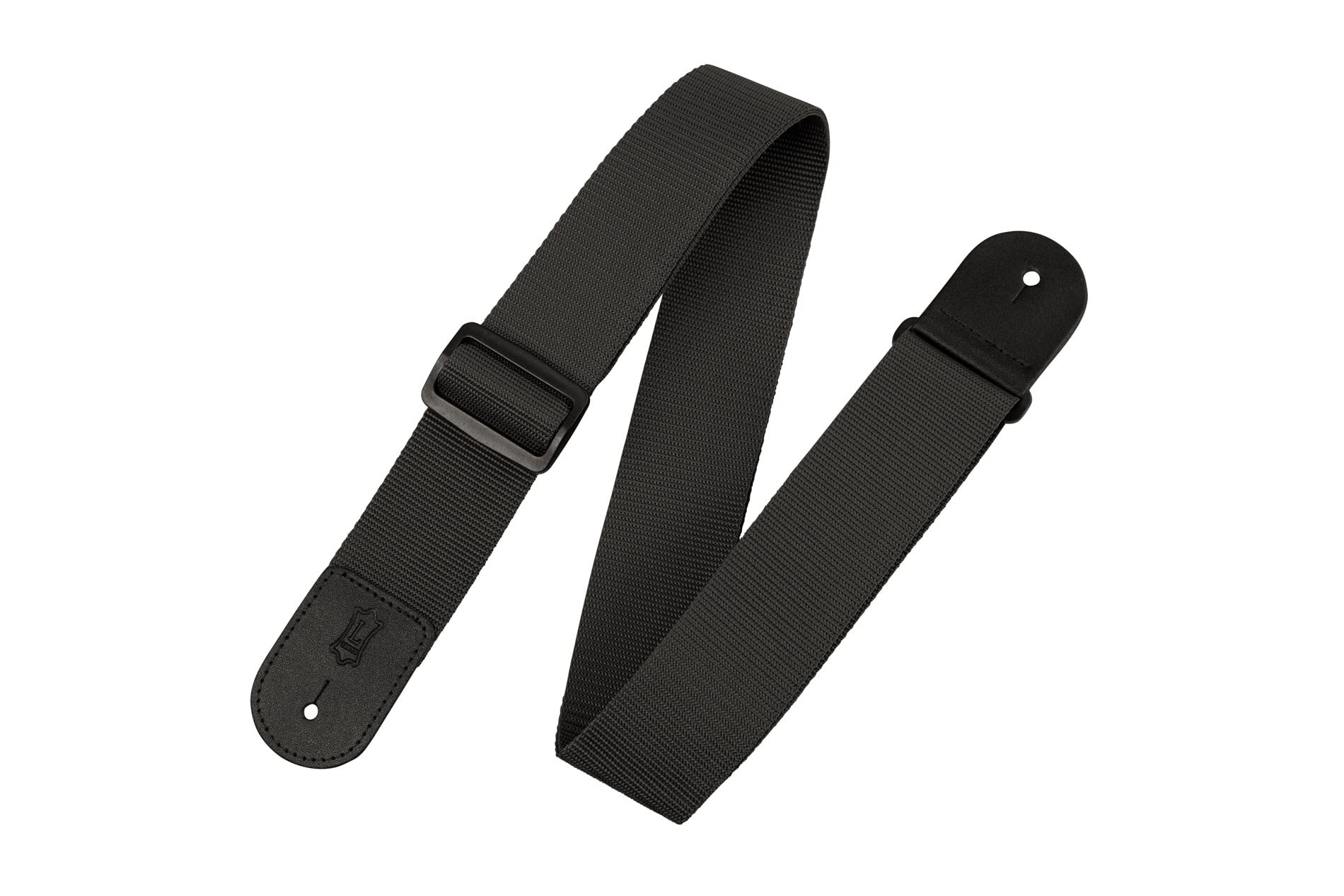 Levy's Leathers 2" Polypropylene Guitar Strap with Genuine Leather Ends and Tri-glide Adjustment; Black (M8POLY-BLK)