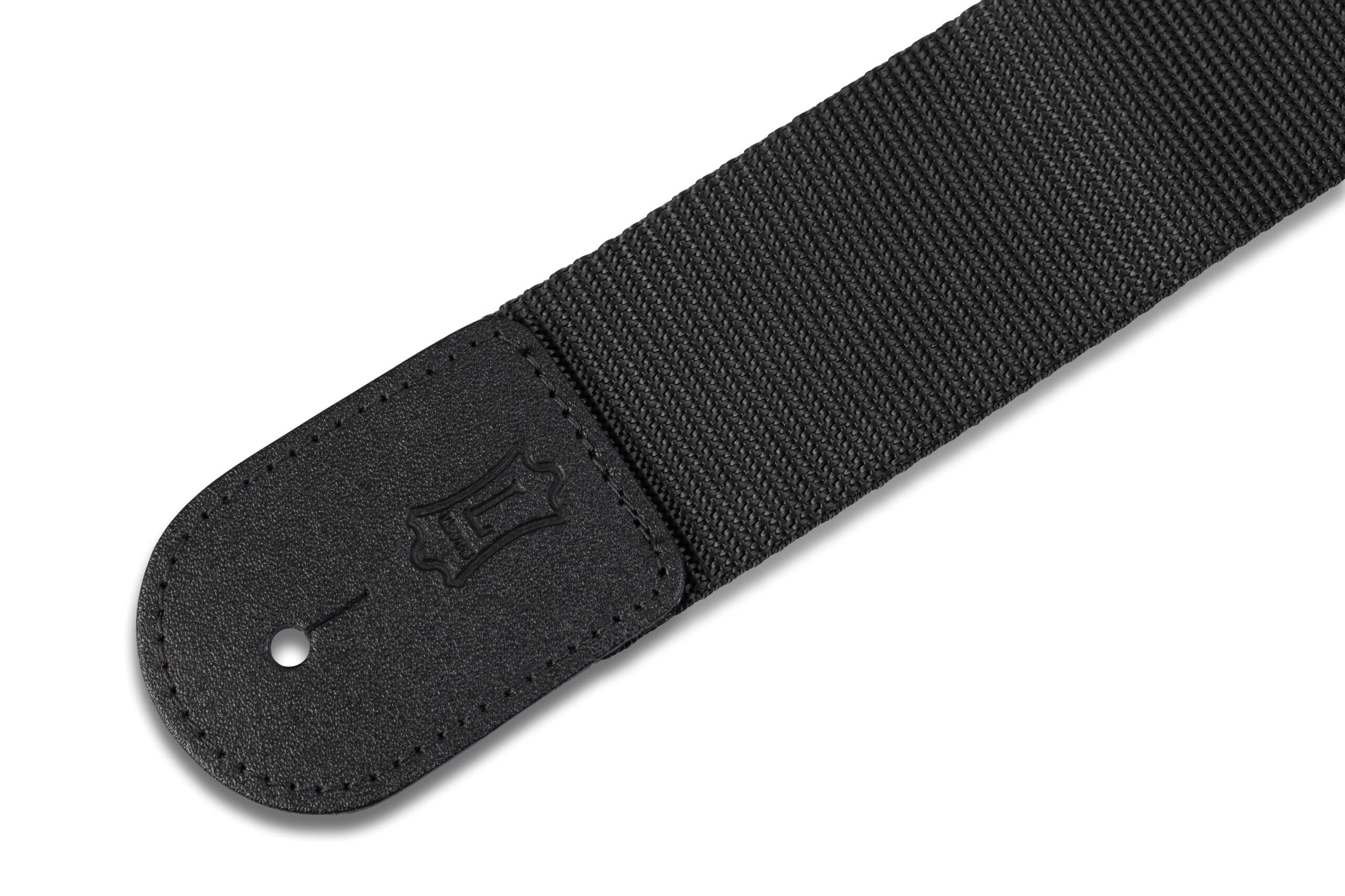 Levy's Leathers 2" Polypropylene Guitar Strap with Genuine Leather Ends and Tri-glide Adjustment; Black (M8POLY-BLK)