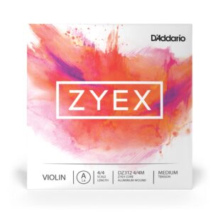 d'addario zyex violin single a string, 4/4 scale, medium tension