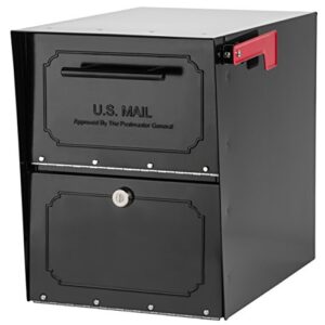 Architectural Mailboxes 6200B-10 Oasis Classic Locking Post Mount Parcel Mailbox with High Security Reinforced Lock,Black,18.00 x 15.00 x 11.50 inches