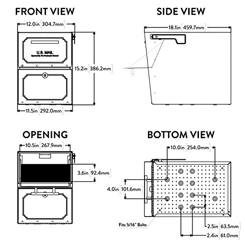 Architectural Mailboxes 6200B-10 Oasis Classic Locking Post Mount Parcel Mailbox with High Security Reinforced Lock,Black,18.00 x 15.00 x 11.50 inches