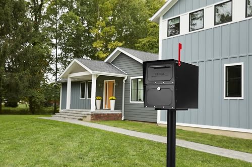 Architectural Mailboxes 6200B-10 Oasis Classic Locking Post Mount Parcel Mailbox with High Security Reinforced Lock,Black,18.00 x 15.00 x 11.50 inches