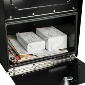 Architectural Mailboxes 6200B-10 Oasis Classic Locking Post Mount Parcel Mailbox with High Security Reinforced Lock,Black,18.00 x 15.00 x 11.50 inches