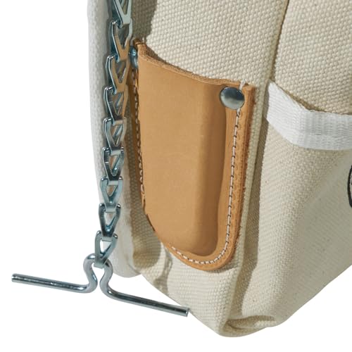 Klein Tools 5125 Canvas and Leather 5-Pocket Tool Pouch with Chain Tape Thong and Tunnel Belt Connection