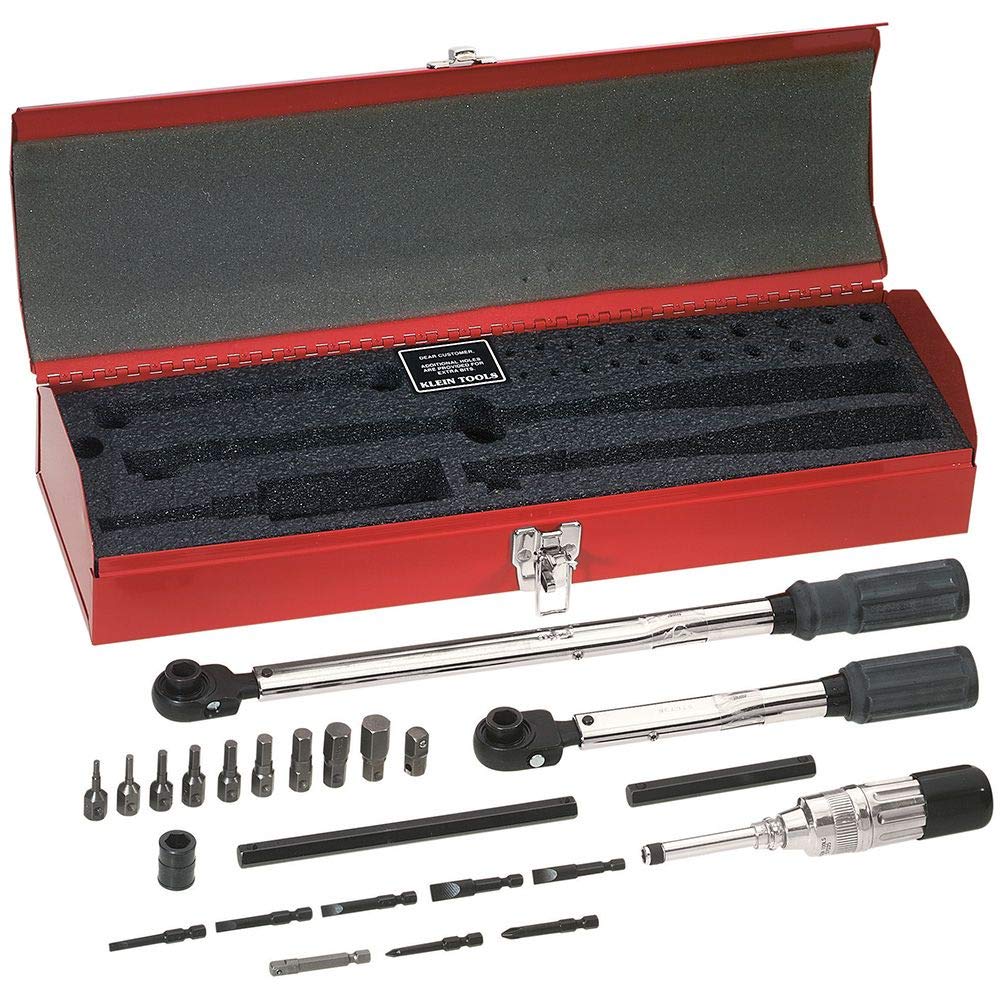 Klein Tools 57060 Master Electricians Torque Wrench Set with 2 Adjustable Torque Screwdrivers, Made in USA, Micro-Adjustable for Accuracy, 25-Piece