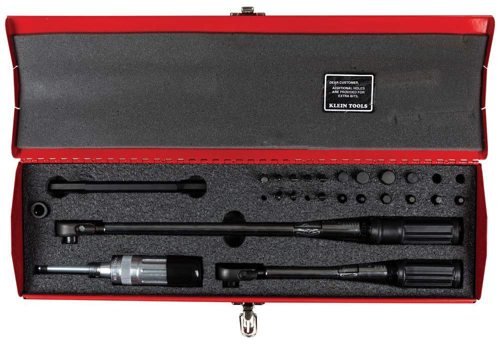 Klein Tools 57060 Master Electricians Torque Wrench Set with 2 Adjustable Torque Screwdrivers, Made in USA, Micro-Adjustable for Accuracy, 25-Piece