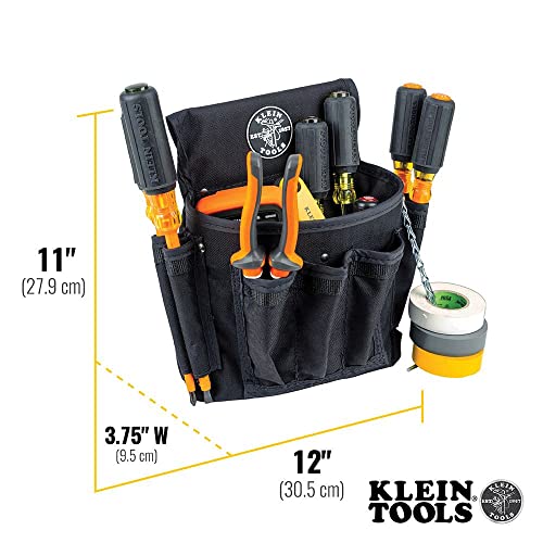 Klein Tools 5710M Electrician's Powerline Padded Tool Belt and Tool Pouch Combo, Medium, 4-Piece