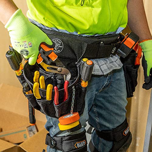 Klein Tools 5710M Electrician's Powerline Padded Tool Belt and Tool Pouch Combo, Medium, 4-Piece