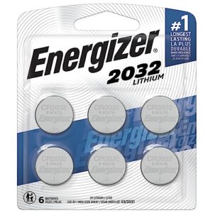 energizer cr2032 batteries, 3v lithium coin cell 2032 watch battery,white (6 count)