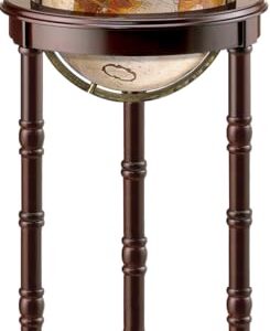 Replogle Lancaster—Bronze Metallic, Dark Cherry Wood Finish, Floor Model Globe, Perfect for Anyone Looking for a Elegant Floor Standing Globe That Fits Small Spaces (12"/30 cm diameter)