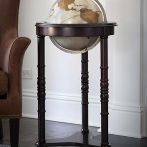 Replogle Lancaster—Bronze Metallic, Dark Cherry Wood Finish, Floor Model Globe, Perfect for Anyone Looking for a Elegant Floor Standing Globe That Fits Small Spaces (12"/30 cm diameter)