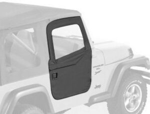 bestop 5178915 black denim 2-pirece fabric doors for 1976-2016 jeep cj7, wrangler, 64-84 toyota fj40 and 66-77 ford bronco