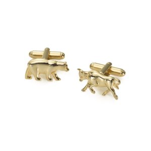 cuff-daddy bull bear cufflinks gold 000 with presentation box