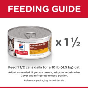 Hill's Science Diet Hairball Control, Adult 1-6, Hairball Control Support, Wet Cat Food, Chicken Minced, 5.5 oz Can, Case of 24