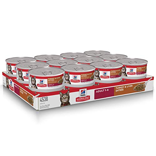 Hill's Science Diet Adult 1-6, Adult 1-6 Premium Nutrition, Wet Cat Food, Turkey & Liver Minced, 5.5 oz Can, Case of 24