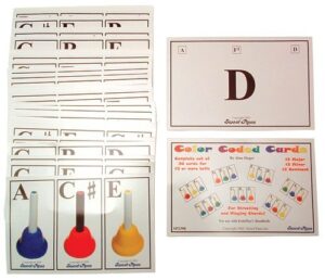 set of 36 color coded chord cards (for use with kidsplay kid's handbells)