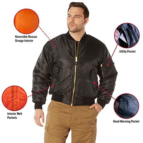 Rothco MA-1 Flight Jacket, L, Black